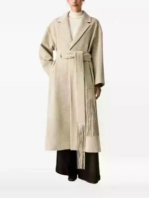 ISABELLE BLANCHE Fringe-trimmed Belted Coat - Neutrals