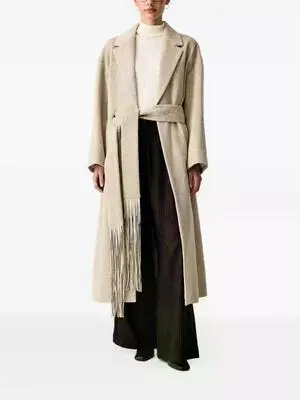 ISABELLE BLANCHE Fringe-trimmed Belted Coat
