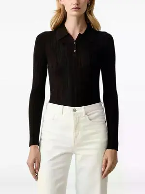 ISABELLE BLANCHE Ribbed-knit Polo Sweater - Brown