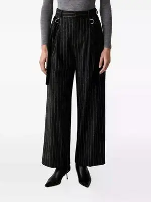 ISABELLE BLANCHE Pinstripe-pattern Pleated Trousers - Black