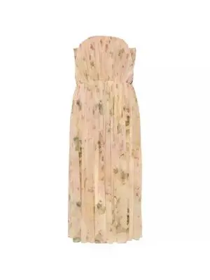 Magda Butrym Floral-print Pleated Midi Dress - Neutrals