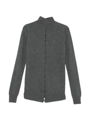 MUGLER Button-up High-neck Sweater - Grey