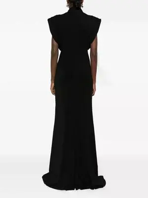 MUGLER Padded-shoulder High-neck Maxi Dress