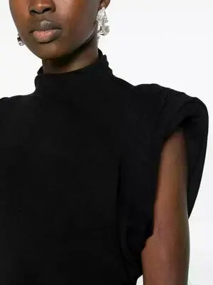 MUGLER Padded-shoulder High-neck Maxi Dress