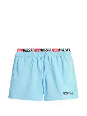DIESEL® Mid-length Swim Shorts With Logo Print - Blue