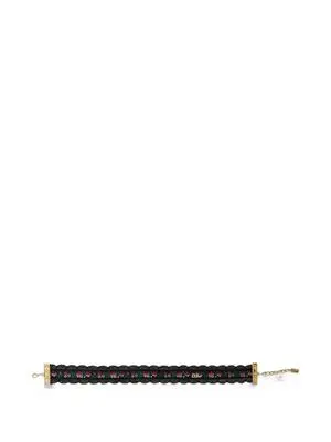 Chloé Floral-embroidered Lace-detail Necklace - Black