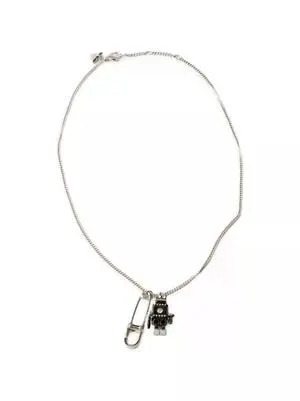 Prada Metal And Enamel Necklace - Silver