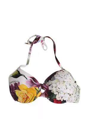 Dolce & Gabbana Floral-print Bikini Top - White