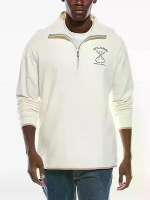 Brunello Cucinelli Logo-embroidered Quarter-zip Sweater - Neutrals
