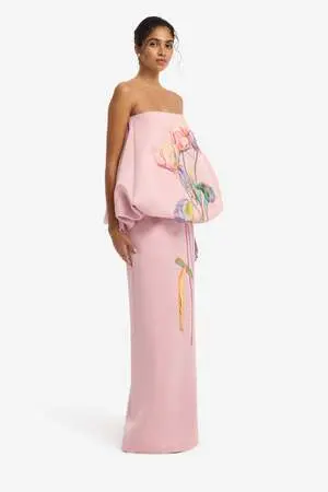 LEO LIN Paloma Embroidered Bustier Bubble Maxi Dress