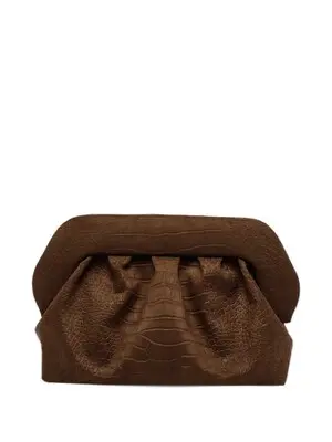THEMOIRE Bios Crocodile-effect Clutch - Brown
