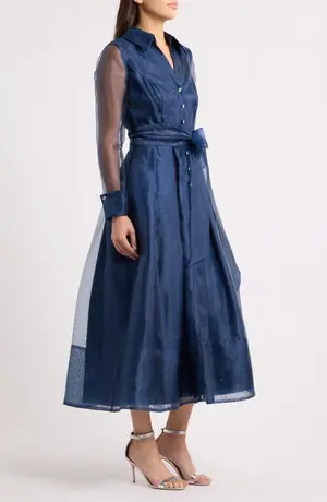 Eliza J Long Sleeve Midi Shirtdress