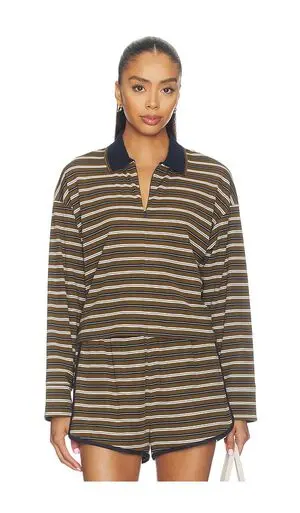 Line & Dot Sadie Top In Multi - Olive