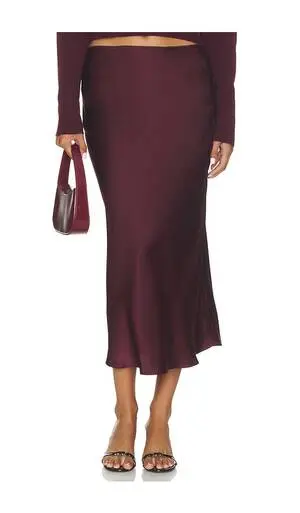 Sablyn Miranda Scallop Trim Bias Cut Pull On Skirt In Burgundy