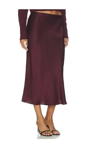 Sablyn Miranda Scallop Trim Bias Cut Pull On Skirt In Burgundy
