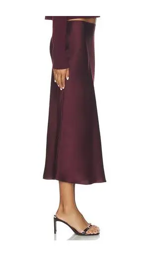 Sablyn Miranda Scallop Trim Bias Cut Pull On Skirt In Burgundy