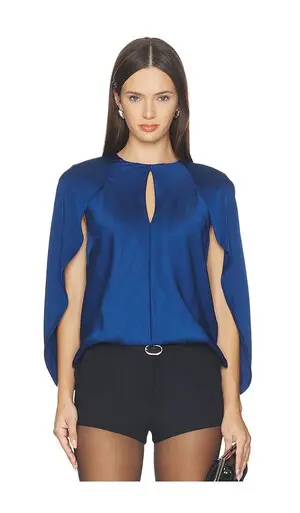 Simkhai Lauren Cape Top In Blue - Ink