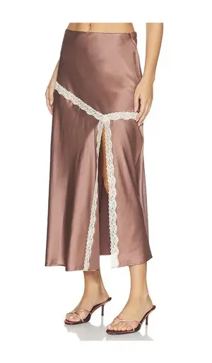 LoveShackFancy Emmabelle Skirt In Brown