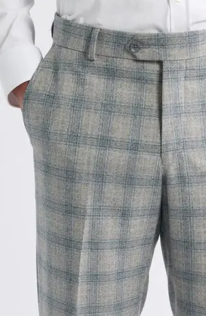 Berle Virgin Wool Plaid Dress Pants