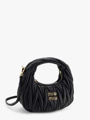 Miu Miu Wander Matelassé Leaher Mini Hobo Bag - Black