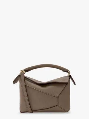 Loewe Puzzle Edge Mini Leather Handbag Grey