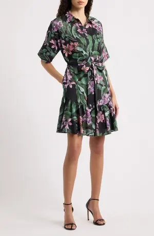 Kobi Halperin Pierre Cotton Shirtdress - Black Multi