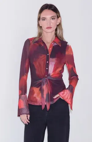 CIEBON Kristi Printed Mesh Shirt