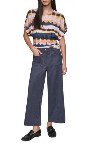 Dkny Front Patch Pocket Wide Leg Ankle Pants