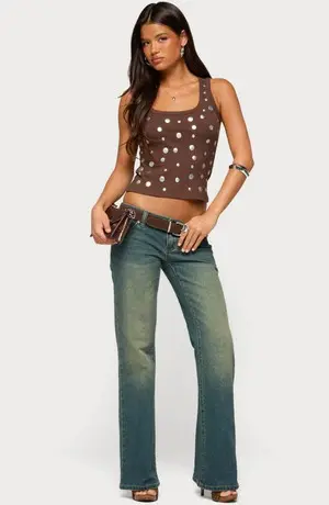 EDIKTED Isabella Studded Tank Top