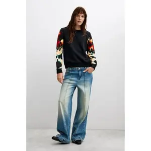 Desigual Printed Sleeve Sweatshirt - Black