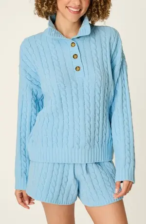 PJ Salvage Cozy Chenille Cable Knit Sleep Top - Cloud Blue