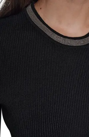 Dkny Necklace Detail Ribbed Midi Dress