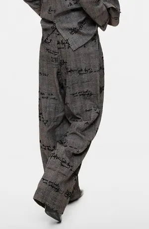 Desigual Checked Script Wide Leg Pants