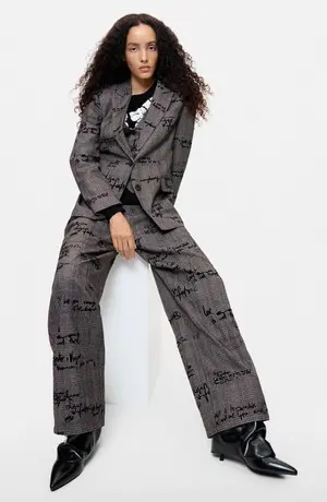 Desigual Checked Script Wide Leg Pants