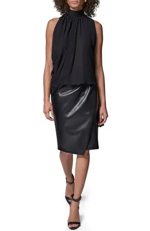Donna Karan New York Scarf Detail Mock Neck Top