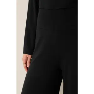 Eileen Fisher High Waist Wide Leg Jersey Pants - Black