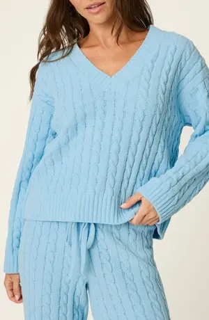 PJ Salvage Cozy Chenille Cable Sweater Cloud Blue