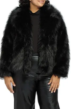 Lyssé Clio Faux Fur Cropped Coat - Black
