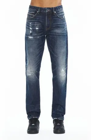 CULT OF INDIVIDUALITY Rocker Slim Straight Fit Distressed Jeans - Abyss