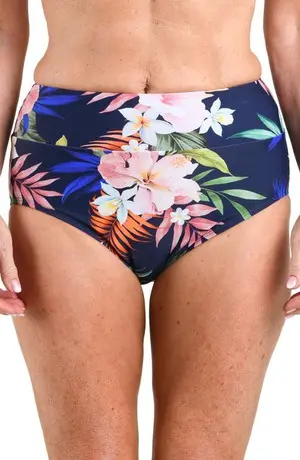 MAXINE OF HOLLYWOOD Leisure Tropics Full Coverage Bikini Bottoms - Blue Multi