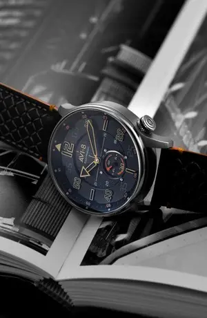 AVI-8 Hawker Typhoon Baldwin Automatic Leather Strap Watch - Black