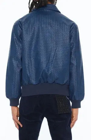 CULT OF INDIVIDUALITY Woven Faux Leather Varsity Jacket