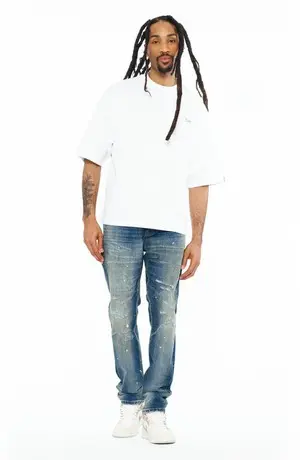 CULT OF INDIVIDUALITY Rocker Slim Straight Distressed Jeans