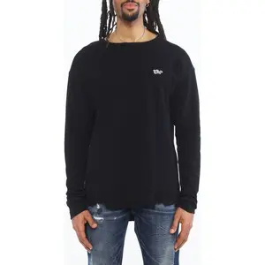 CULT OF INDIVIDUALITY Long Sleeve Cotton Thermal Top - Black