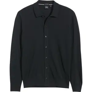 BOSS Helbert Virgin Wool Cardigan - Black