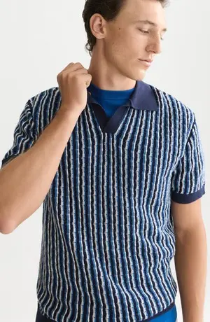 Scotch & Soda Dropped Shoulder Cotton Stripe Polo