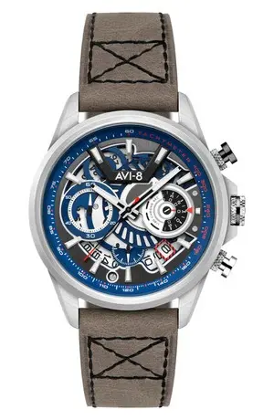 AVI-8 Hawker Harrier Matador Chronograph Leather Strap Watch - Blue