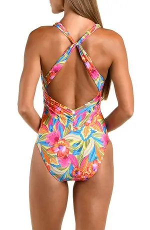 SUNSHINE 79 Tropic Tapestry Plunge Moderate Coverage One-piece Swimsuit