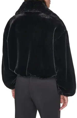 Dkny Faux Fur Bomber Jacket - Black