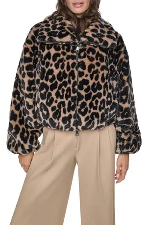 Dkny Faux Fur Bomber Jacket - Leopard